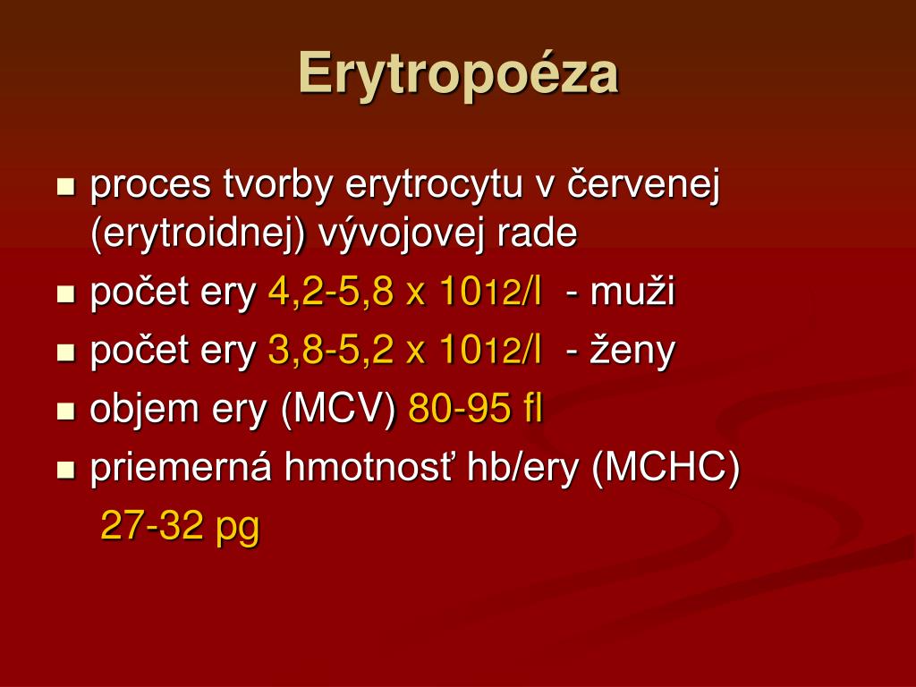 PPT - Fyziol ógia krvotvorby, erytropoéza, hemoglobín, železo ...