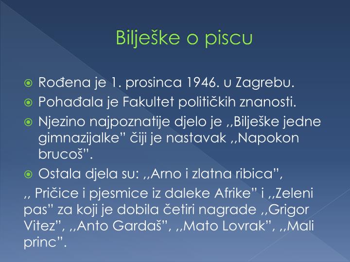 PPT - Nada Mihelčić: Bilješke jedne gimnazijalke PowerPoint ...