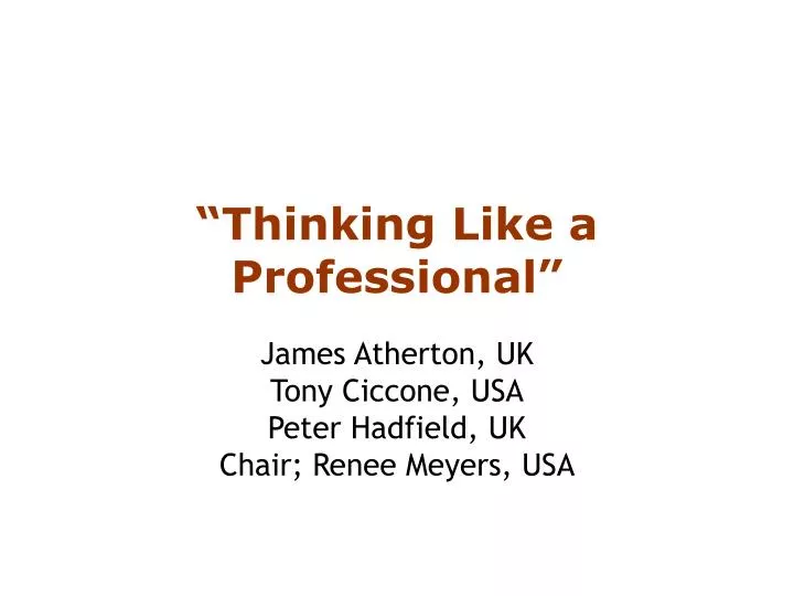 PPT - “Thinking Like a Professional” PowerPoint Presentation, free ...