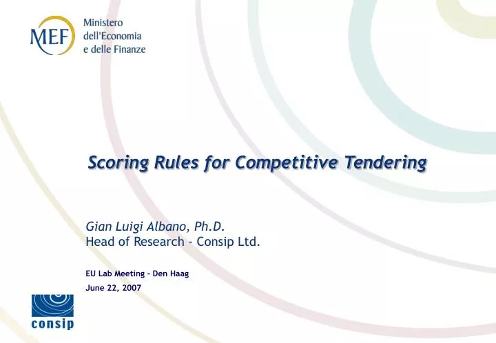 PPT - Scoring Rules for Competitive Tendering PowerPoint Presentation ...