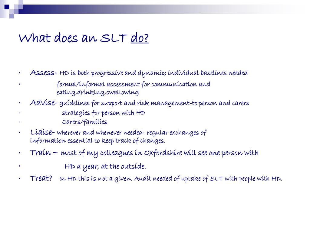 PPT - Speech and Language Therapy in Huntington’s Disease PowerPoint ...