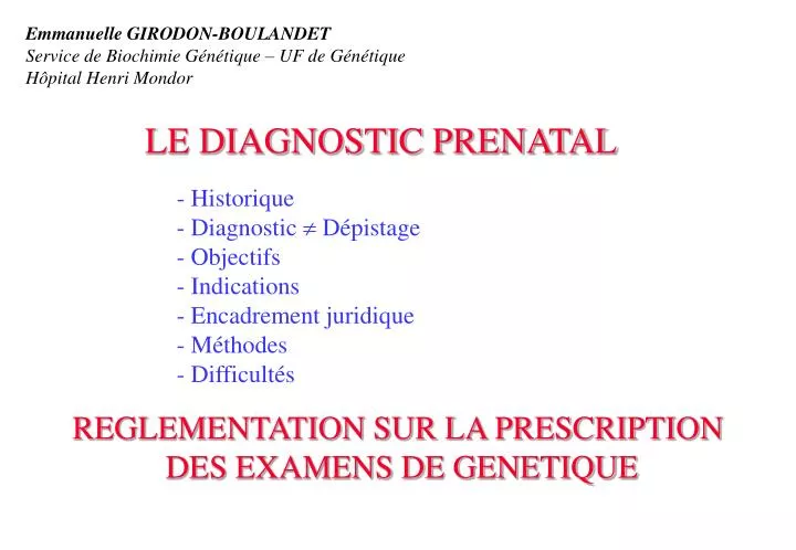 PPT - LE DIAGNOSTIC PRENATAL PowerPoint Presentation, free download ...
