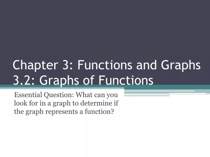 PPT - Chapter 3: Functions and Graphs 3.2: Graphs of Functions ...