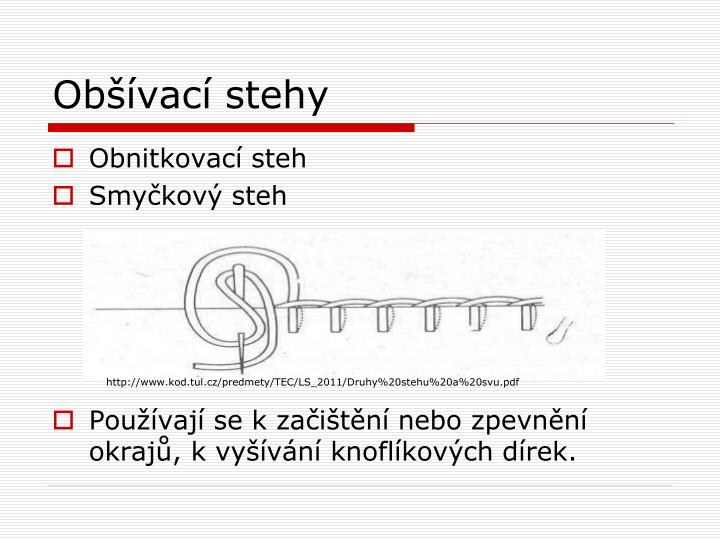 PPT - Druhy ručních stehů PowerPoint Presentation - ID:7000343