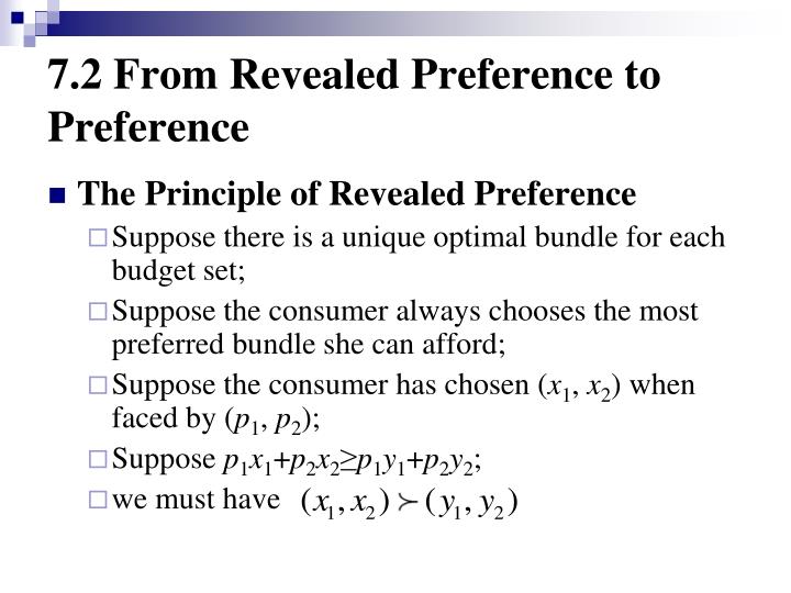 PPT - Chapter 7 REVEALED PREFERENCE PowerPoint Presentation - ID:7001245