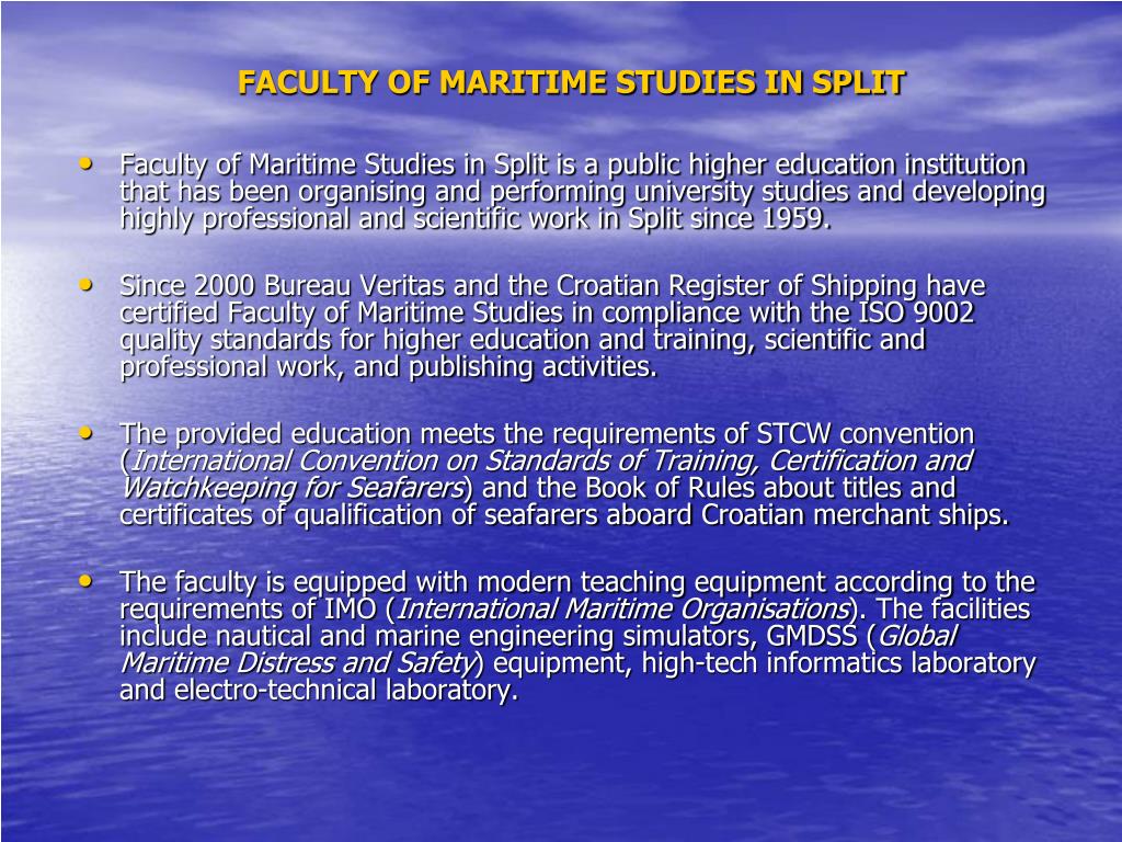 PPT - FACULTY OF MARITIME STUDIES IN SPLIT - CROATIA PowerPoint ...