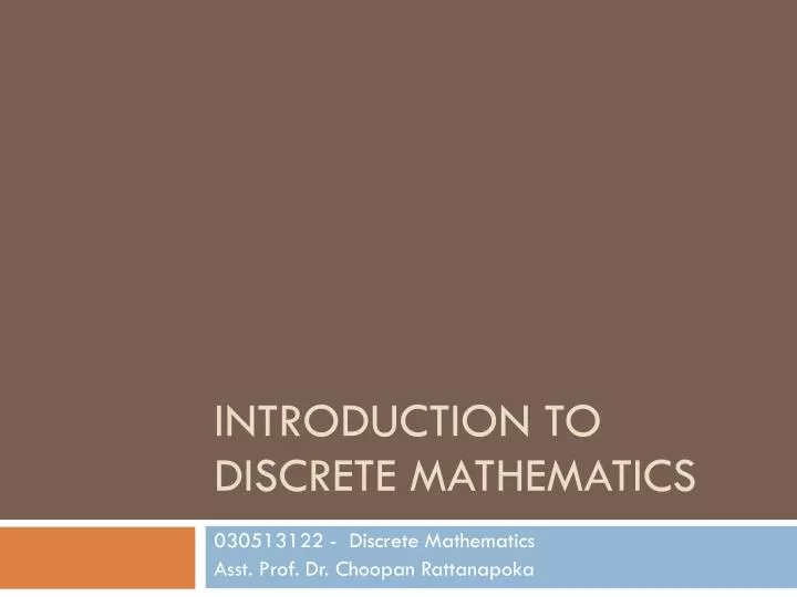 PPT - Introduction TO Discrete mathematics PowerPoint Presentation ...
