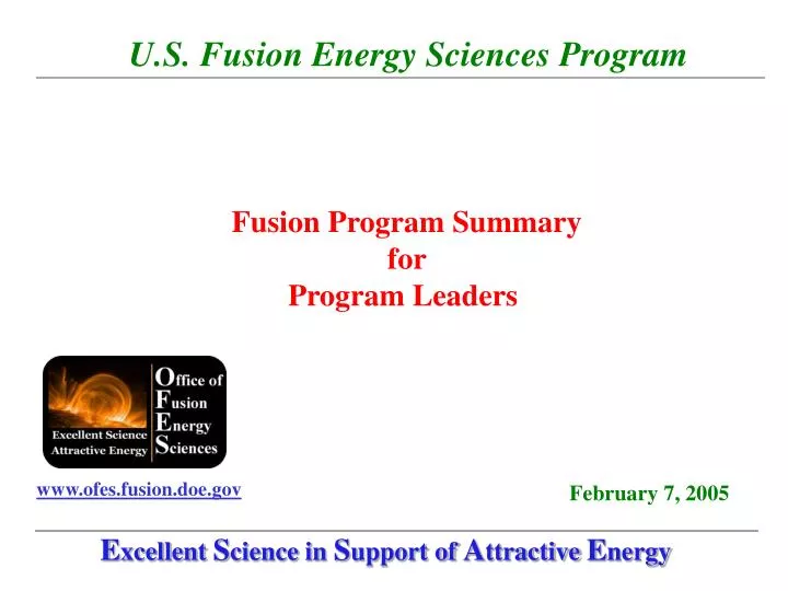 PPT - U.S. Fusion Energy Sciences Program PowerPoint Presentation, free ...