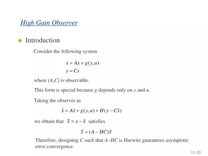 Ppt High Gain Observer Powerpoint Presentation Free Download Id 7010079