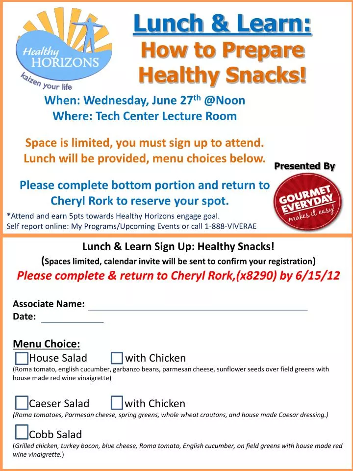 PPT - Lunch & Learn: How to Prepare Healthy Snacks! PowerPoint ...