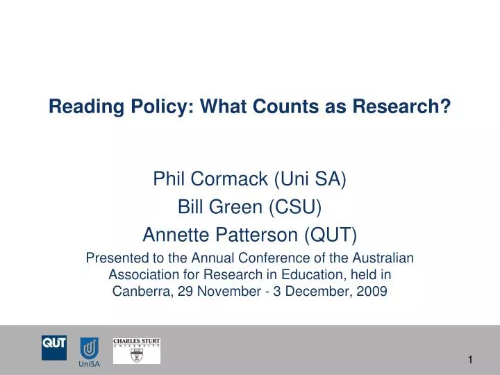 PPT - Reading Policy: What Counts as Research? PowerPoint Presentation ...