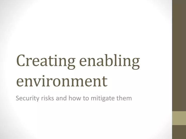 PPT - Creating enabling environment PowerPoint Presentation, free ...