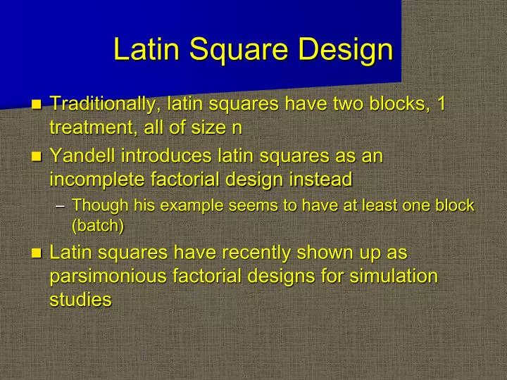 PPT - Latin Square Design PowerPoint Presentation, free download - ID ...