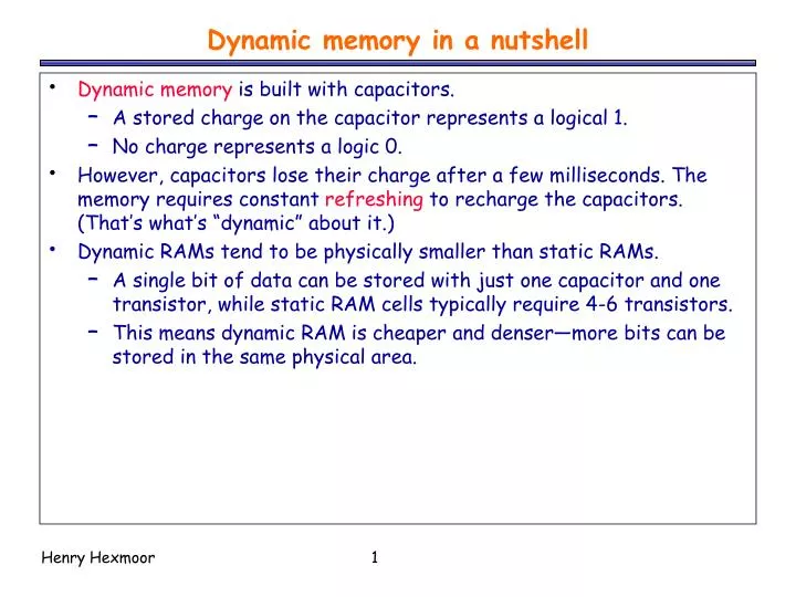 PPT - Dynamic memory in a nutshell PowerPoint Presentation, free ...
