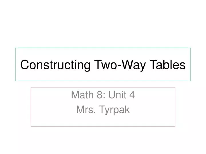PPT - Constructing Two-Way Tables PowerPoint Presentation, free ...