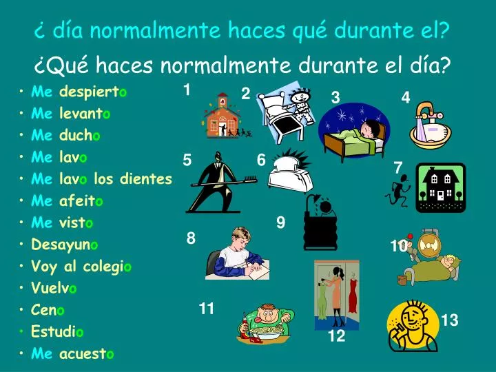 PPT - ¿Qué haces normalmente durante el día? PowerPoint Presentation ...