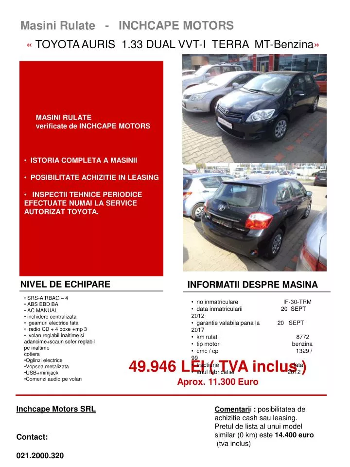 PPT - Masini Rulate - INCHCAPE MOTORS PowerPoint Presentation, free ...