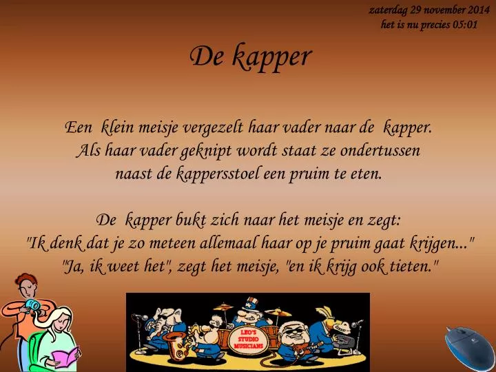 PPT - De kapper Een klein meisje vergezelt haar vader naar de kapper ...