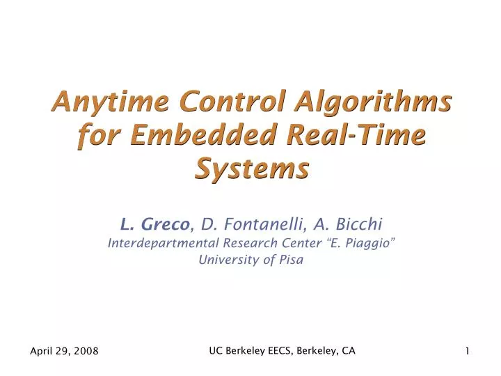 Ppt Anytime Control Algorithms For Embedded Real Time Systems Powerpoint Presentation Id7024262