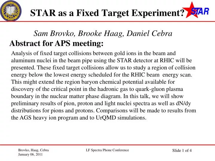 PPT - STAR as a Fixed Target Experiment? PowerPoint Presentation, free ...