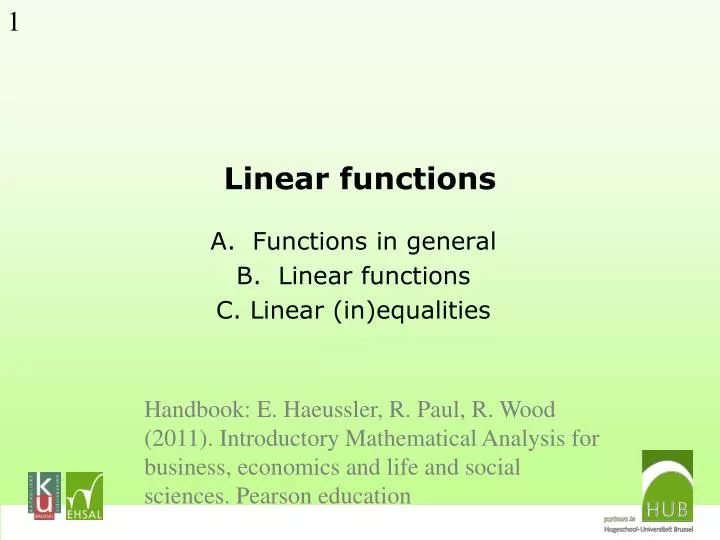 PPT - Linear functions PowerPoint Presentation, free download - ID:7025450