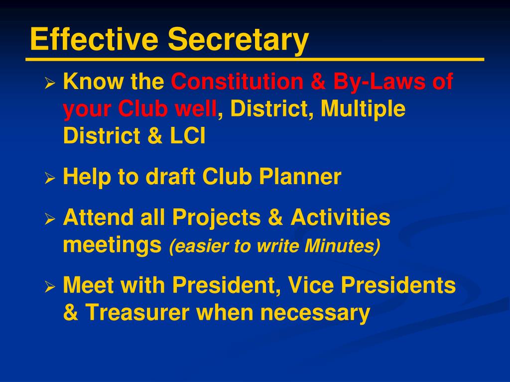 PPT - DUTIES & RESPONSIBILITIES OF CLUB SECRETARIES PowerPoint ...