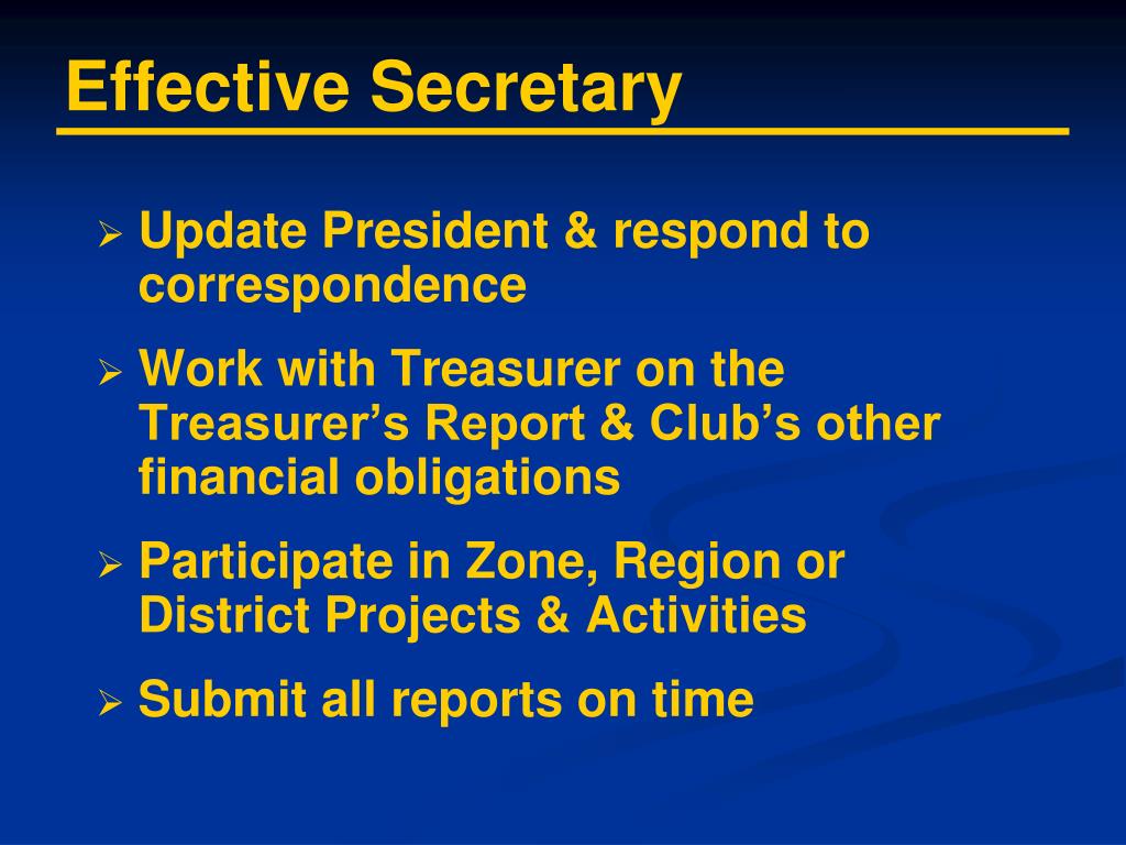 PPT - DUTIES & RESPONSIBILITIES OF CLUB SECRETARIES PowerPoint ...