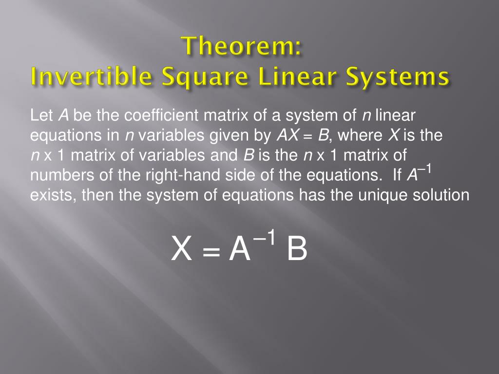 PPT Solving Systems With Inverse Matrices PowerPoint Presentation