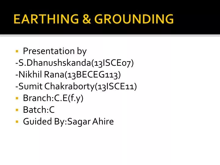 PPT - EARTHING & GROUNDING PowerPoint Presentation, free download - ID ...