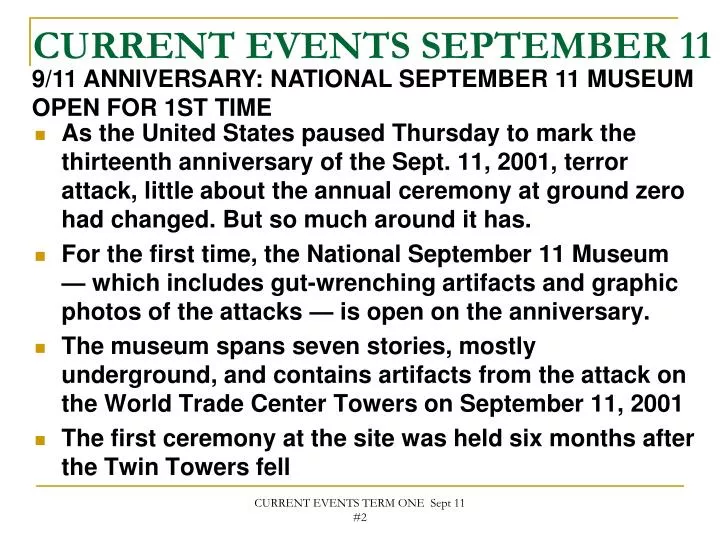 PPT - CURRENT EVENTS SEPTEMBER 11 PowerPoint Presentation, free ...
