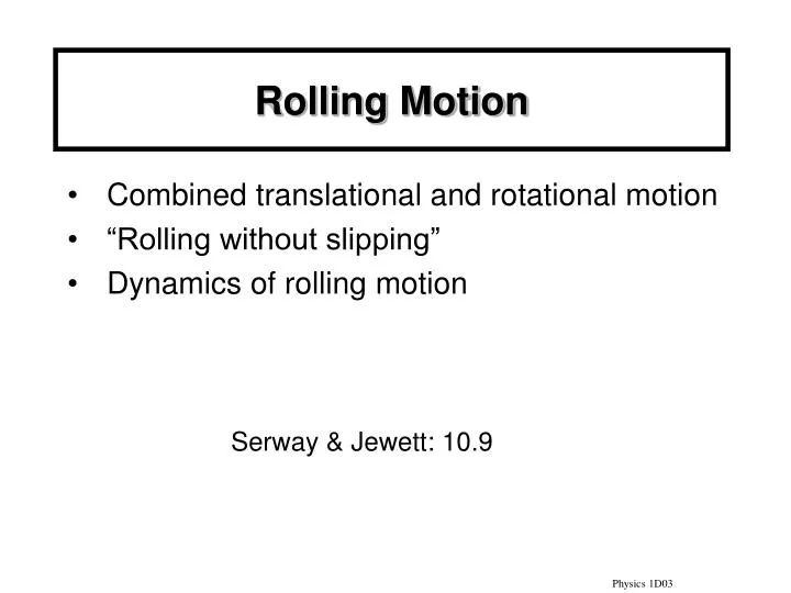 PPT - Rolling Motion PowerPoint Presentation, free download - ID:7031522