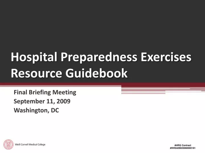 PPT - Hospital Preparedness Exercises Resource Guidebook PowerPoint ...