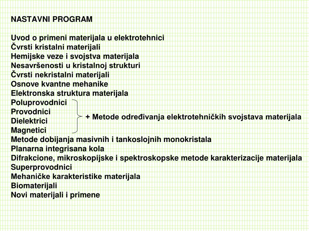 PPT - MATERIJALI U ELEKTROTEHNICI Doc. Miloš Vujisić Asist. Koviljka ...