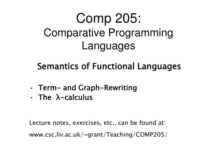 PPT - Comp 205: Comparative Programming Languages PowerPoint ...