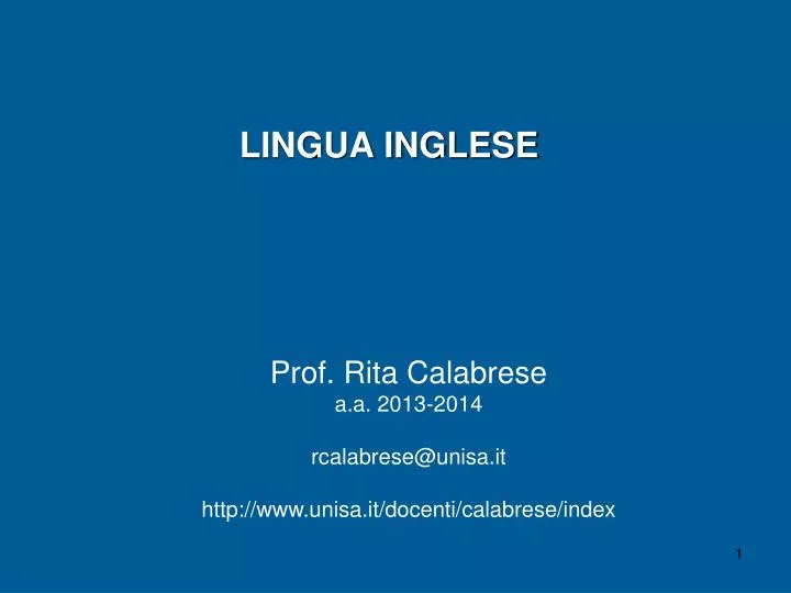 PPT - LINGUA INGLESE PowerPoint Presentation, free download - ID:7037399
