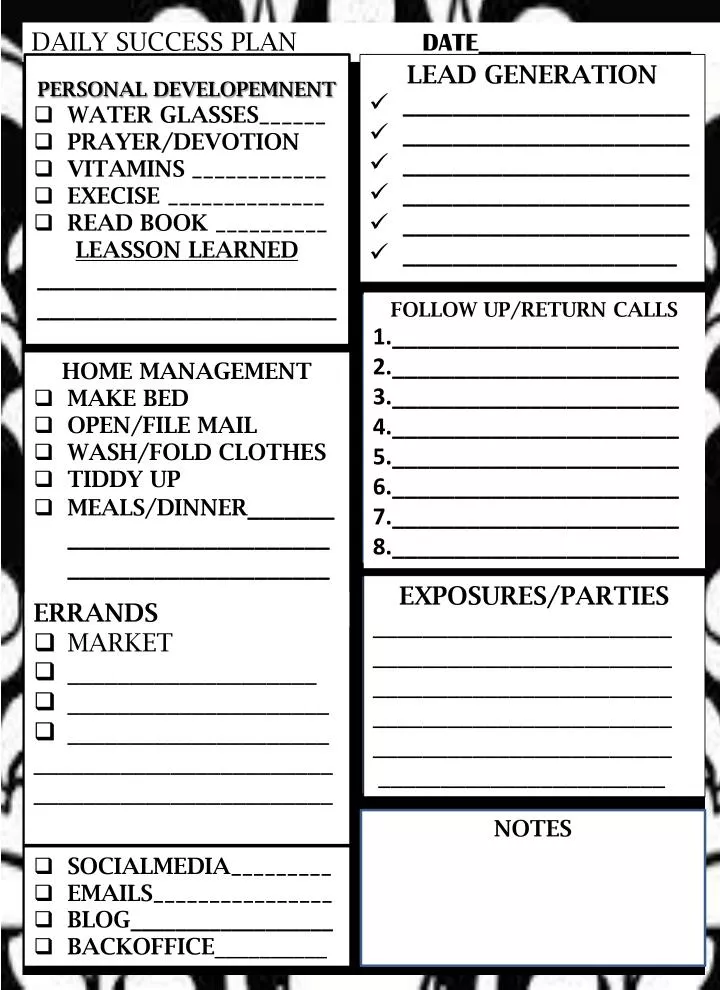 PPT - DAILY SUCCESS PLAN DATE_________________ PowerPoint Presentation ...