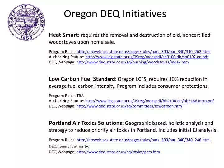 PPT - Oregon DEQ Initiatives PowerPoint Presentation, free download ...