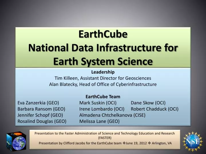 PPT - EarthCube National Data Infrastructure for Earth System Science ...
