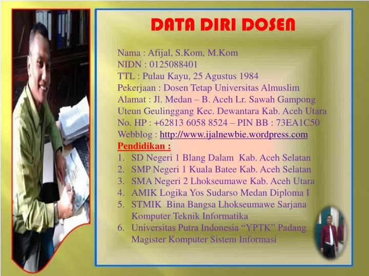 PPT - DATA DIRI DOSEN PowerPoint Presentation, free download - ID:7041401