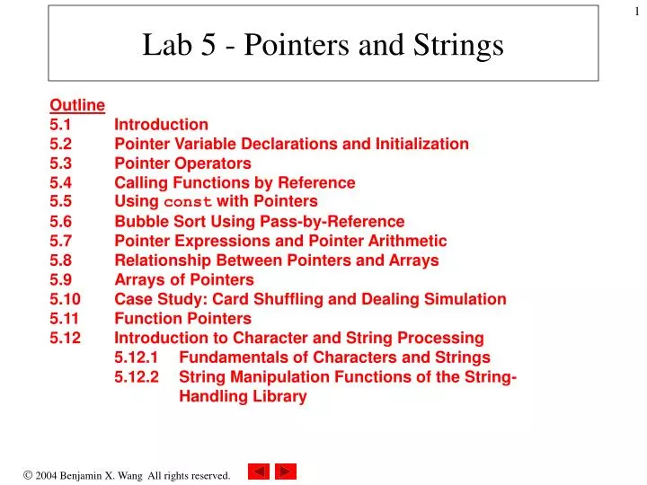 Ppt Lab 5 Pointers And Strings Powerpoint Presentation Free Download Id7041418 8225