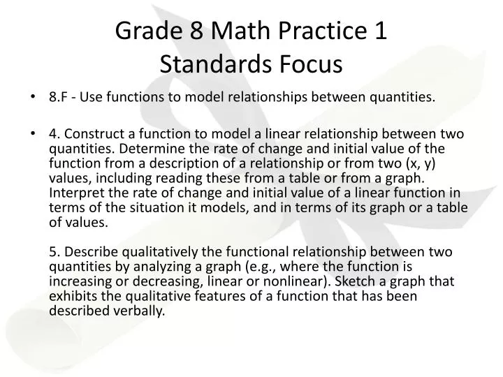 PPT - Grade 8 Math Practice 1 Standards Focus PowerPoint Presentation ...