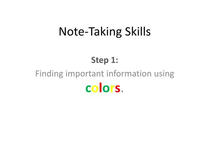 PPT - Note-Taking Skills PowerPoint Presentation, free download - ID ...