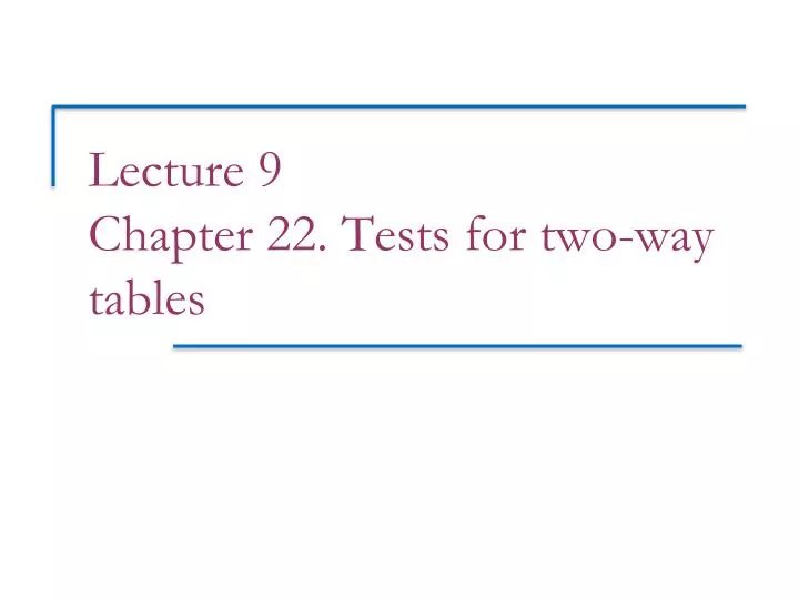 PPT - Lecture 9 Chapter 22. Tests for two-way tables PowerPoint ...