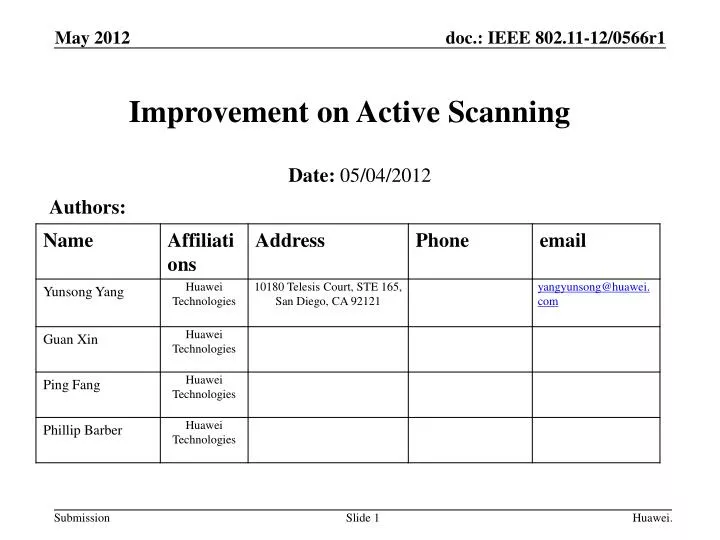 PPT - Improvement on Active Scanning PowerPoint Presentation, free ...