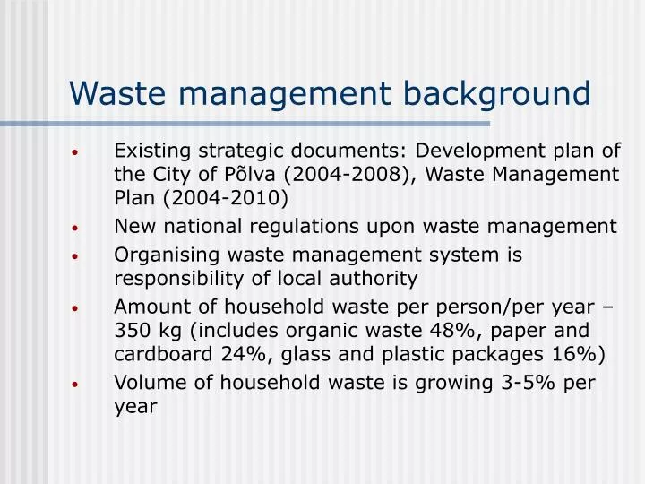 PPT - Waste management background PowerPoint Presentation, free ...