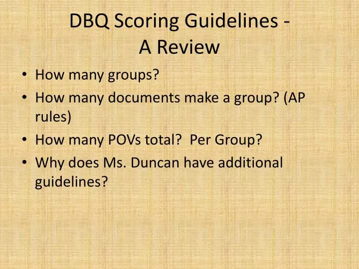 PPT - DBQ Scoring Guidelines - A Review PowerPoint Presentation, free ...