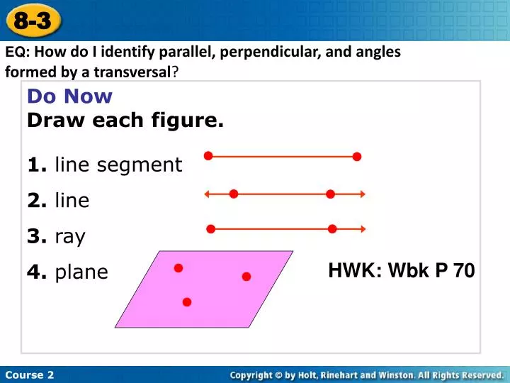 PPT - Do Now Draw each figure. 1. line segment 2. line 3. ray 4. plane ...