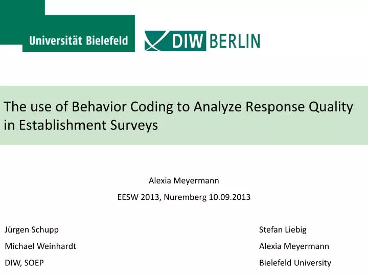 PPT - The use of Behavior Coding to Analyze Response Quality in ...