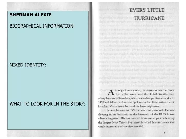 PPT - SHERMAN ALEXIE BIOGRAPHICAL INFORMATION: MIXED IDENTITY: WHAT TO ...