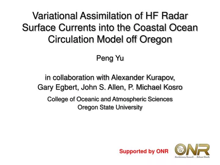 PPT - Peng Yu in collaboration with Alexander Kurapov, Gary Egbert ...